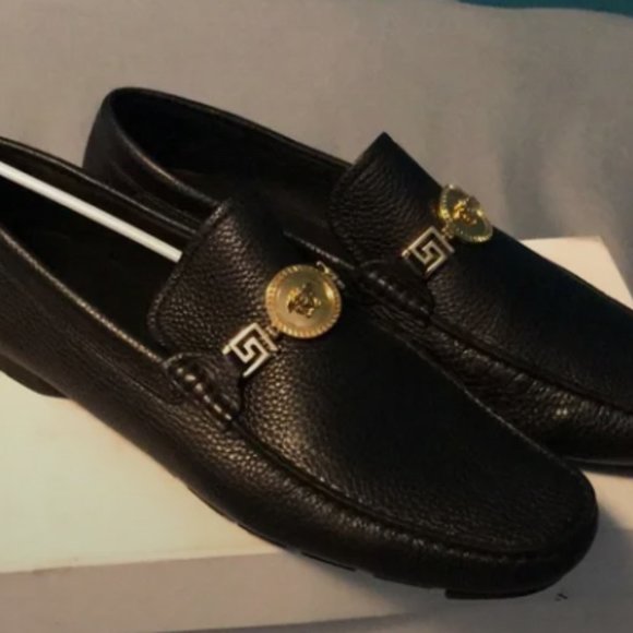 Versace Collection | Shoes | Versace Medusa Black Leather Shoes Size ...